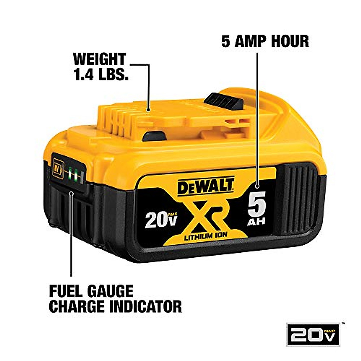 DEWALT 20V MAX Battery and Charger Kit with Bag, 5.0Ah (DCB205CK)
