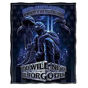 Erazor Bits Throw Blanket 50 x 60| Never Forget Fallen Soldier Throw Blanket MM110-TB