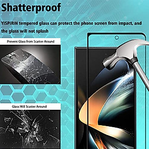 YISPIRIN Screen Protector for Samsung Galaxy Z Fold 3 5G and Camera Cover, [2+2 Pcs] 9H Hardness Anti-Scratch Case Friendly Tempered Glass Protective Film for Samsung Galaxy Z Fold 3 5G