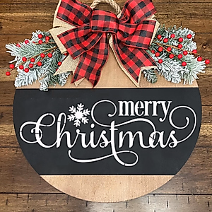 10 Pieces Large Christmas Stencils for Painting on Wood, Reusable Merry Christmas Stencil Candy Cane Christmas Tree Farm Template Holiday Stencils for Wood Sign DIY Crafts (10Pieces large christmas-1)