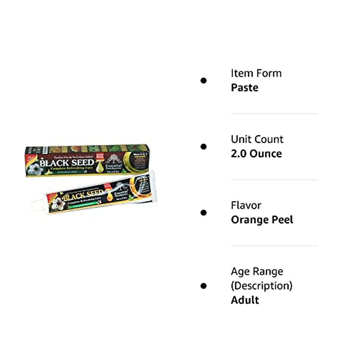 Organic Black Seed Essential Toothpaste 5 in 1 100% Fluoride Free & Vegetable Base for Seneitive Teeth.