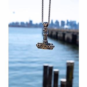 Keith Jack Jewelry,Thor's Hammer Necklace,Oxidized 925 Sterling Silver and 10k Yellow Gold,PPX677