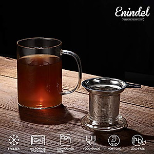 Enindel 3020.05 Glass Tea Mug with Infuser and Lid, Tea Cup, Clear, 20 OZ, GM005