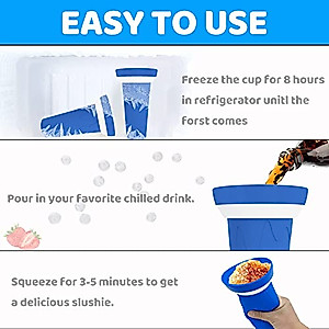 GUICAMI Slushie Maker Cup,Slush Cup,Portable and Double Silicone Layer Ice Cream Maker,Magic Quick Frozen Ice Cup for Milk Shake,Smoothies and DIY Drinks,Blue