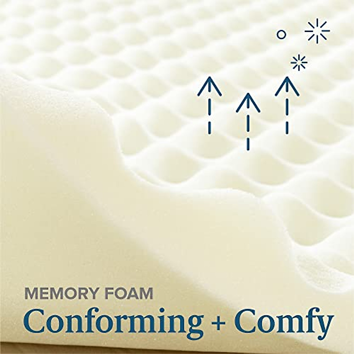 ZINUS 2 Inch Copper Cooling Memory Foam Mattress Topper with Airflow Design, King, White