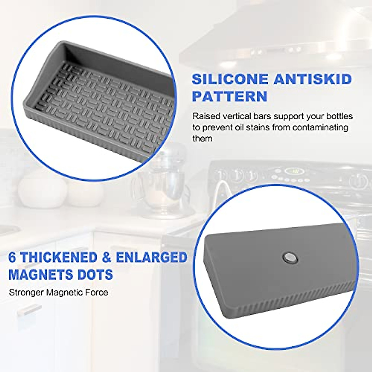 Lemasa Kitchen Shelf for Stove 30" Length,Silicone Material Magnetic Shelf Over the Stove for Kitchen Stove with Easy Installation,Enhanced Magnetic Stove Top Shelf Kitchen Spice Rack Organizer