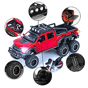 Toy Trucks Pickup Model Cars F150 Metal Diecast Cars Trucks for 3 Year Old Boys and up (Red)