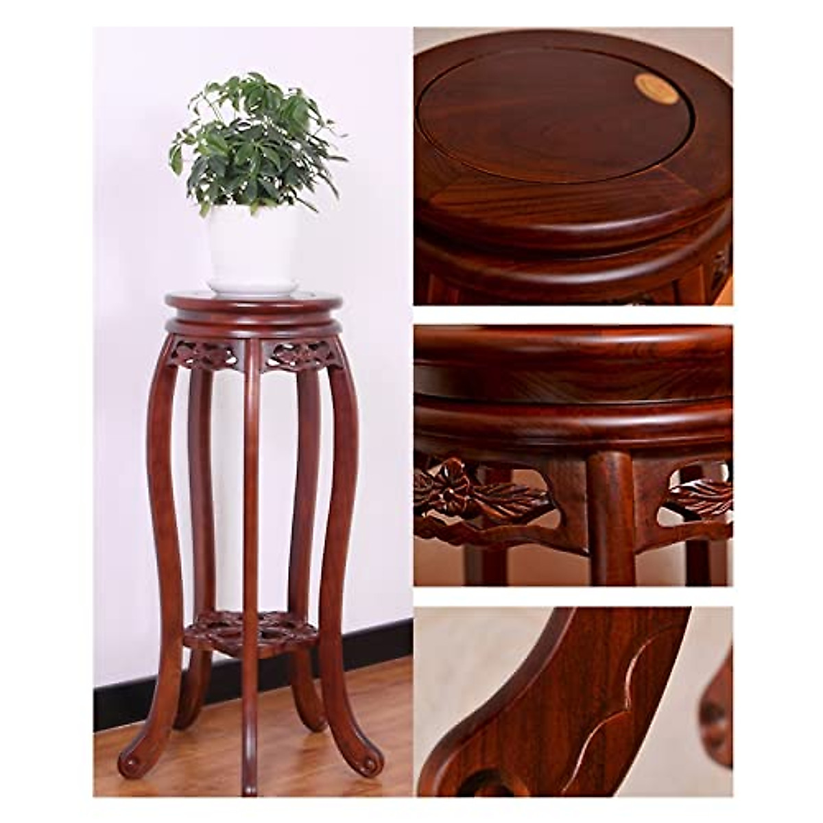 Bonsai Pedestal Wooden Flowerpot Display Stand Solid Wood Bonsai Potted Buddha Statue Odd Stone Base Display Stand Living Room Home Office Antique Flower Shelf Bonsai Base (Size : 1)