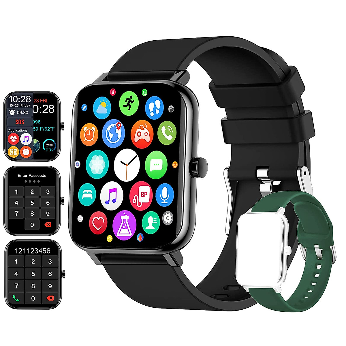 Smart Watch 2022(Make Answer Call Voice Control), 1.7 in Curved Screen Health Smartwatch with Call Text SOS Heart Rate Blood Pressure SpO2 Sleep Monitor Pedometer for Women Men for Android Phones