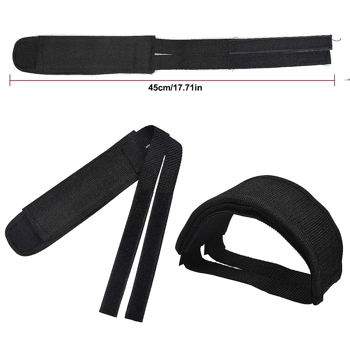 HQdeal 1 Pair Universal Bicycle Fixed Strap Anti-Slip Double Adhesive Pedal Toe Clip Strap Cycling Pedal Accessory (Black)