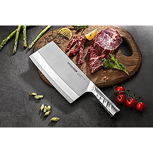 Meat cleaver, Little Cook 8 inch cleaver knife, Stainless steel butcher knife, Vegetable knife for Home Kitchen and Restaurant