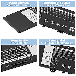 New 38Wh F62GO Battery Compatible with Dell Inspiron 13 7000 7373 7386 2-in-1 7370 7380 5370 P83G P87G P91G P83G001 P83G002 P91G001 P87G001 Vostro 13 5370 Series 39DY5 039DY5 RPJC3 0RPJC3 11.4V