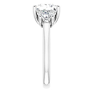 Moissanite Ring 10K Solid White Gold Handmade Engagement Ring 2.50 CT Princess Cut Moissanite Diamond Three Stone Wedding/Bridal Rings for Women/Her Propose Ring (7)