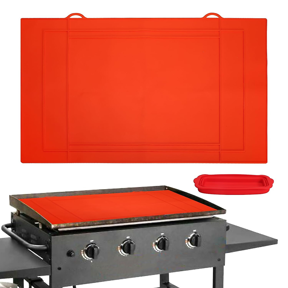 Cuttable Silicone Griddle Mat Customizable 4 Size with Silicone Grease Cup Liners for Blackstone 36" 28" 22" and 17'' Griddle Top Protective Cover, Keep Flat Top Clean Critter Free Rust-Free