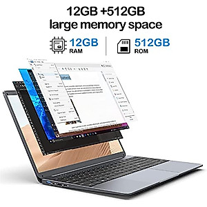 SGIN Laptop 15.6 Inch 12GB DDR4 512GB SSD, Windows 11 Laptops with Intel Celeron N5095, FHD 1920x1080, Dual Band WiFi, 2xUSB 3.0, Up to 2.9Ghz, Bluetooth 4.2, Supports 512GB TF Card Expansion, Gray