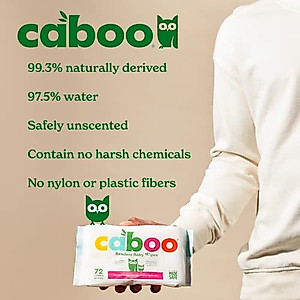 Caboo Tree-Free Bamboo Baby Wipes, Eco-Friendly Naturally Derived Baby Wipes for Sensitive Skin, 3 Resealable Peel Tab Travel Packs, 72 Wipes Per Pack, Total of 216 Wipes