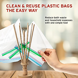 FloWorks Design Plastic Bag and Bottle Dryer - Patented; Multi-Purpose Drying Rack Saves Money and the Planet. Folds for Easy Storage
