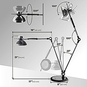 OTUS Desk Lamp Gesture Control, LED Architect Desk lamp for Home Office, Adjustable Metal Swing Arm, Tall Task Light for Drafting or Bedside Table Reading, 12 Brightness, 3 Touch Eye-Caring Modes