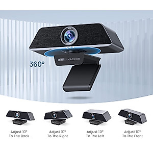 Enther & MAXHUB 4K Stream Webcam with Microphone,Autoframing,Ultra 4K HD Video Calling,Noise-Canceling mic,HD Auto Light Correction,Wide Field of View,Works with Microsoft Teams,Zoom,Google Voice