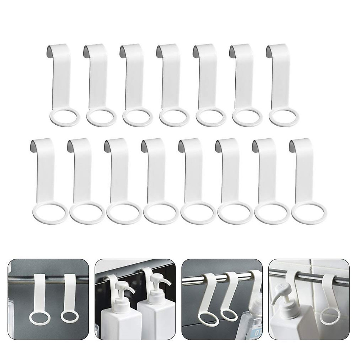 16pcs Shampoo Holder Hooks Bathroom Bottle Holder Shower Gel Bottle Rack Hangers Liquid Soap Shower Holders for Bathroom