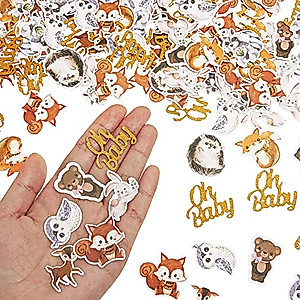 360 Pcs Woodland Confetti Baby Shower Table Decorations Animal Baby Shower Confetti Gender Reveal Confetti Woodland Baby Shower Confetti for Baby Shower Birthday Gender Reveal Party Supplies