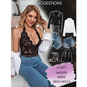 Dlsave Sexy Lingerie for Women,Deep V-Neck Lace Bodysuit Bridal Lingerie Backless One piece Teddy Body Suits Tops Wedding