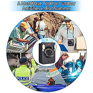 2023 FW Portable Waist Clip Fan / Necklace fan, 8000Mah Battery Operated USB Cooling Fan with 3 Speed, Super Strong Airflow Waist Belt Fan / Pants Fan for Fishing,Cycling,Travel and Outdoor (Black)