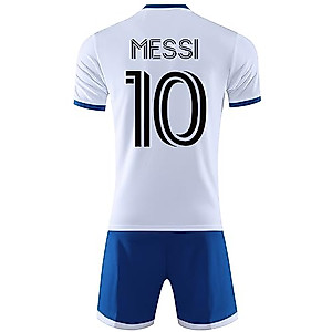 ELTONYA MESSii Argentina Soccer Jerseys for Boys Kids 2022 World Cup HOM/Awy Football Sports Team Shirt&Shorts Kit Uniform White
