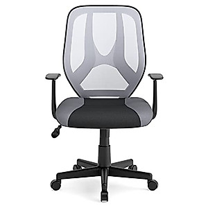 Signature Design by Ashley Beauenali Home Office Swivel Desk Chair, 25"W x 23"D x 40"H, Light Gray & Black