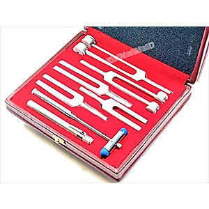 New Set of 6 Tuning Fork Set Medical Surgical Chiropractic Physical Diagnostic Instruments Plus Pen Light in a Beautiful Carrying CASE