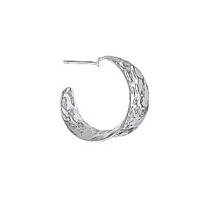 Amazon Essentials Fine Silver Plated 25mm X 13.7mm Medium Hammered Post Hoop Earrings (previously Amazon Collection)