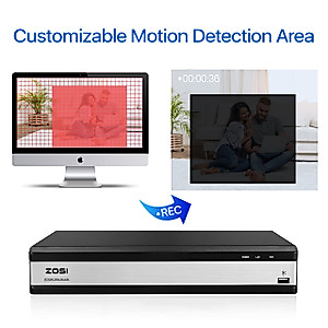 ZOSI 3K Lite H.265+ 16 Channel Video Security DVR Recorder with AI Human/Vehicle Detection,16CH Hybrid 4-in-1 CCTV DVR with 4TB HDD for Home Surveillance Camera System,Remote Access,24/7 Recording