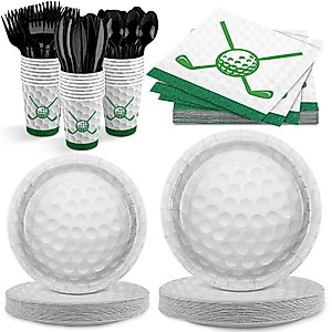 durony 168 Pieces Golf Party Decorations Including Golf Paper Plates Napkins and Cups Disposable Tableware Set for Golf Sports Theme Party Supplies Serve 24 Guests