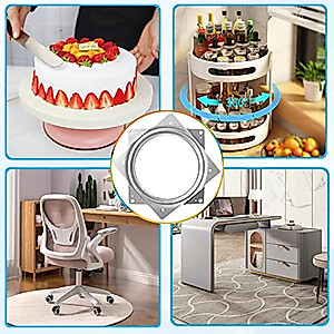 ZHENGO Lazy Susan Hardware 6 Inch, Turntable Hardware,Square Bearing Plate for Serving Trays, Granite, Tabletop Disc, Wood Planks, Kitchen Storage Racks and More, 500lbs Capacity, 4Pack Steel LAHA-23