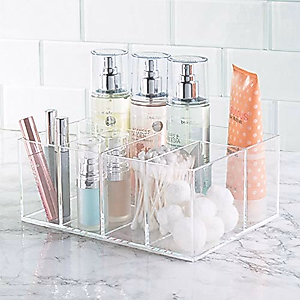 iDesign 5 Compartment Plastic Bathroom Storage Organizer, The Clarity Collection – 9.88” x 6.88” x 4”, Clear