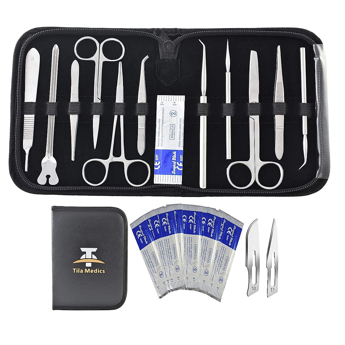 22Pcs Advanced Dissection Kit for Medical Biology & Veterinary Students- Anatomy Lab Botany Animal Frog etc Dissecting Kit. Premium Stainless Steel Scalpel Knife Handle-11 Blades