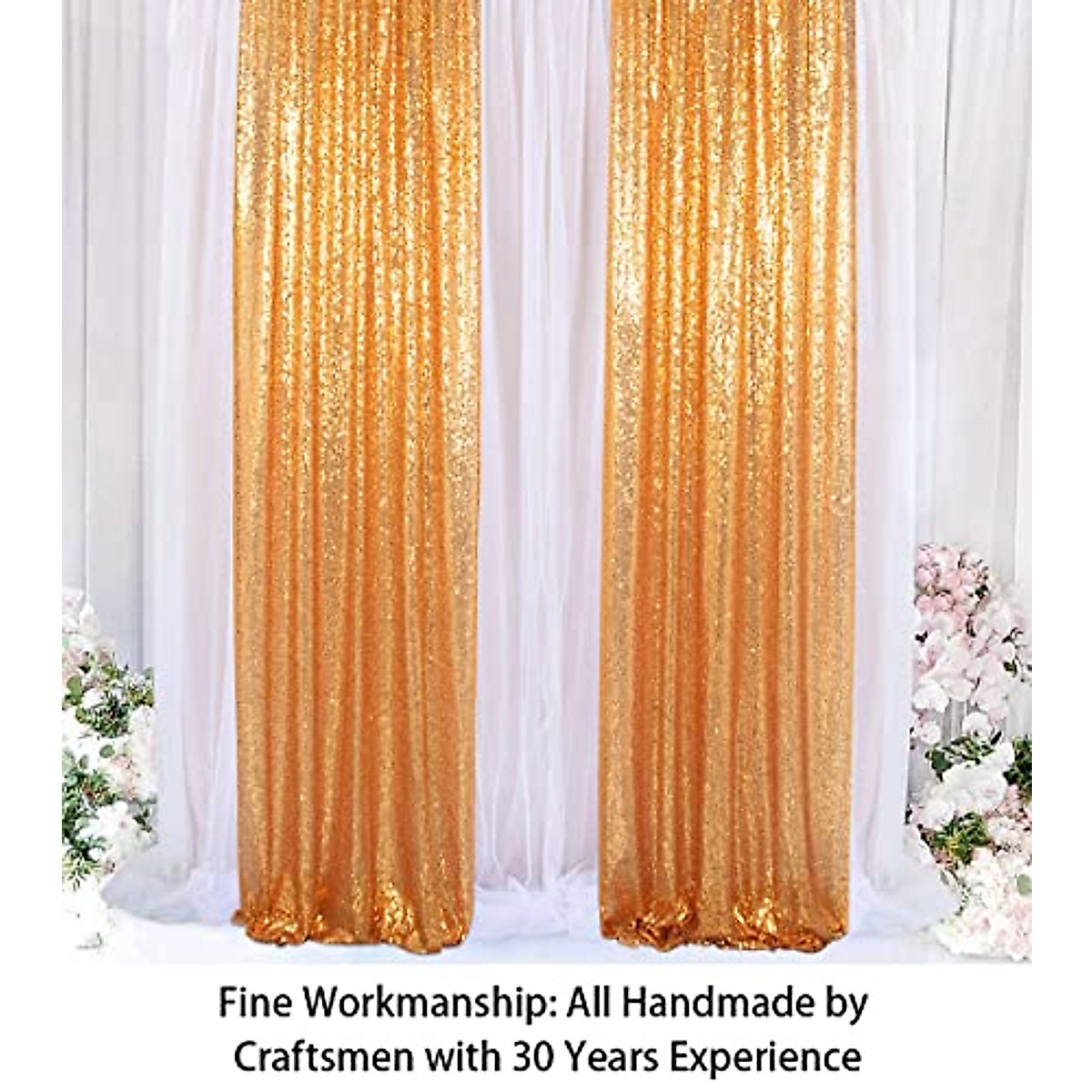 Sequin Curtains Backdrop Gold 2FTx8FT 1PC Sequin Photo Backdrop Shimmer Curtains for Backdrop 2FTx8FT Gold Curtain 1 Panel