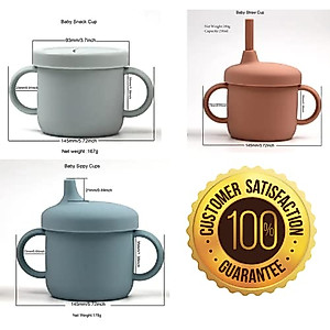 Silleebee Silicone 5-in-1 Toddler Open Training Cup | 3 Interchangeable Lids with Straw and Handles | Sippy and Snack Option for Babies | Infant 6 mos+