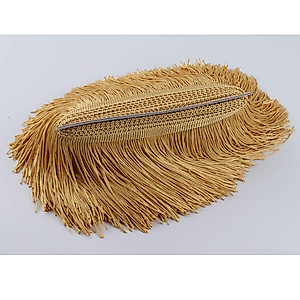 HEARTWISH Fringe Trim Lace Polyerter Fibre Tassel 4inch（″） Wide 10 Yards Long for Clothes Accessories and Latin Wedding Dress and DIY Lamp Shade Decoration Black (Gold)