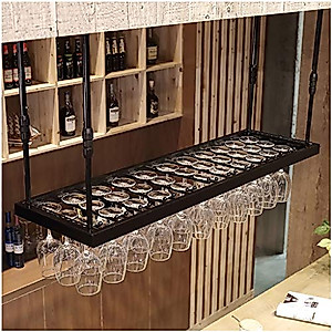 Ceiling Stylish Simplicity Industrial Retro Wine Glass Stylish Simplicity Rack Iron Metal Creative Display Inverted High Glass Rack Bar Restaurant Kitchen Floating Wine Rack Wine Glass Holder (Black