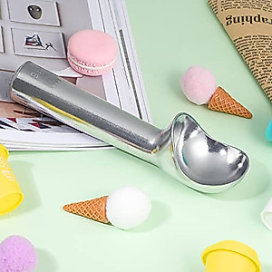 Large Ice Cream Scoop 7 inches Nonstick Anti-Freeze Ice Cream Scooper Professional Icecream Scoop Spoon Kitchen Tool Aluminum Design for Gelato, Cookie Dough, Sorbet, Bright Silver