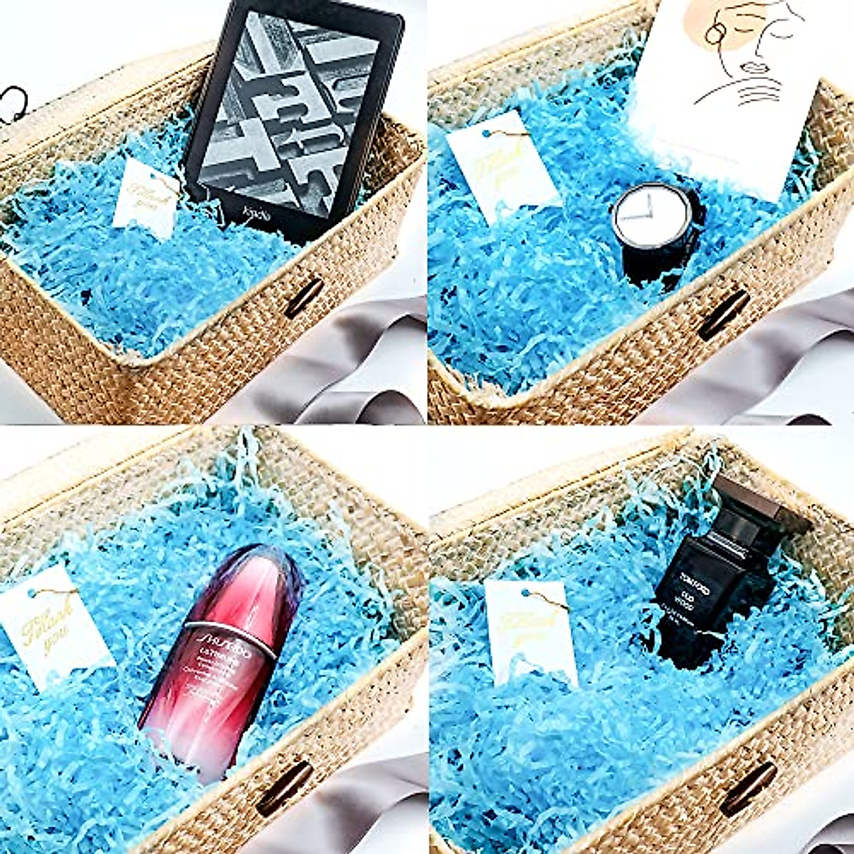 AIRGAME Crinkle Cut Paper Shred Filler (1/2 LB) for Gift Wrapping & Basket Filling - Light Blue.