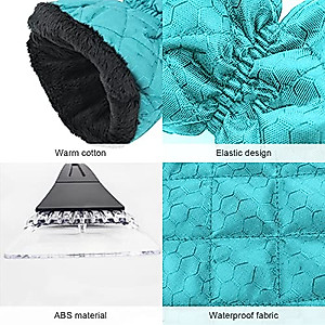 Fekey&JF Ice Scraper Mitt for Car, Waterproof Snow Remover Glove, Warm Padding Snow Scraper Gloves with Comfortable Grip for Windshield Car Window, Detachable Cleaner No Scratch for Car (Green)