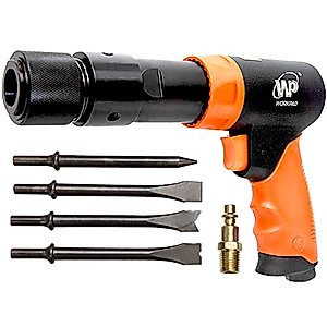 WORKPAD 190mm Long Barrel Air Hammer with Quick Change Chisel Retainer and 4-Piece Chisels Set, Pneumatic Tools
