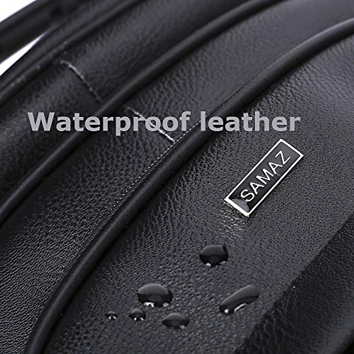 Laptop Backpack Waterproof Leather Backpacks with USB port fit 15.6" Laptops for Men and Women Travel Daypack Backpack Black (Shcool Backpack)