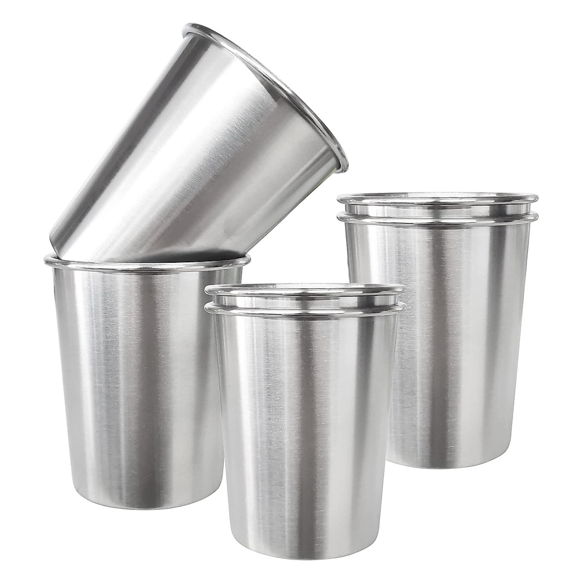 YOLCAR 6 Pack 8 oz Stainless Steel Kids Cups, Children's Pint Cups, Stackable Metal Cups, Shatterproof Drinking Glasses