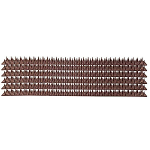 Home-X 6 Pcs Plastic Anti Cat or Bird, Keep Off Pigeon, Squirrel, Woodpecker & More Outdoor Spikes, Woodpecker, Cats, and Raccoons, Anti-Climb, Brown, Each 19 ½ " L x 1 7/8 ” W