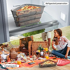 AimiDream Reusable Pizza Storage - 3 Mergable Containers, Combined PP Container to Organize & Save Space, Red & Black