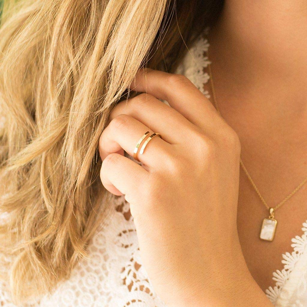 Honeycat Hammered Marigold Wrap Around Ring (adjustable between size 5, 6, 7, 8, 9) in Gold, Rose Gold, or Silver | Minimalist, Delicate Jewelry (Ham, Gold)