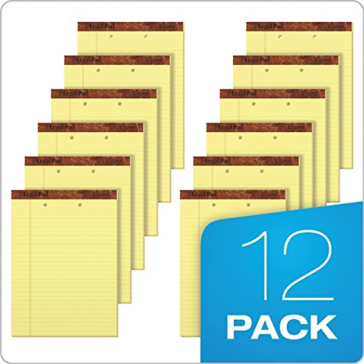 TOPS The Legal Pad Writing Pads, 8-1/2" x 11-3/4", Canary Paper, Legal Rule, 50 Sheets, 12 Pack (7531)
